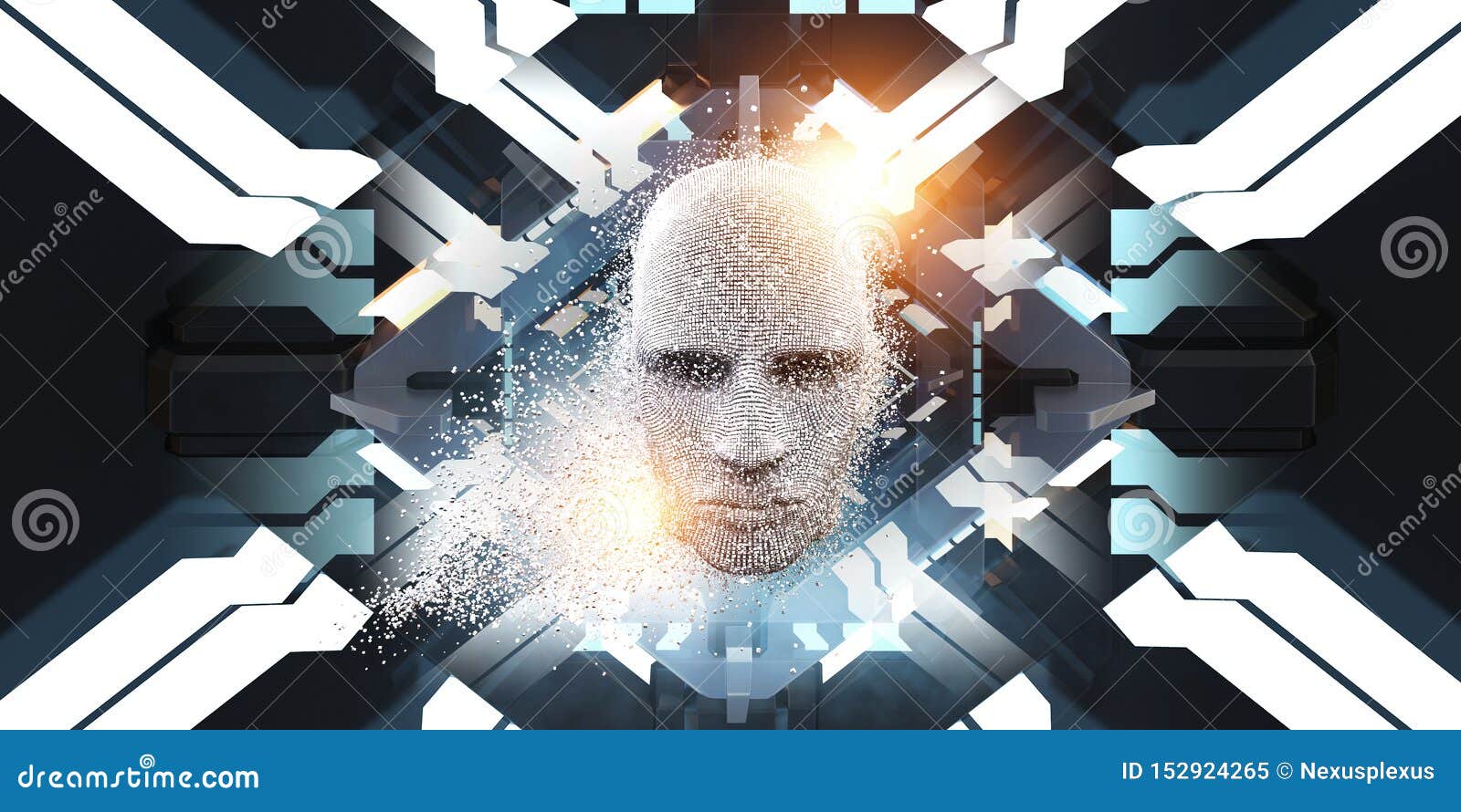 Digital Head, Artificial Intelligence Concept Stock Illustration ...