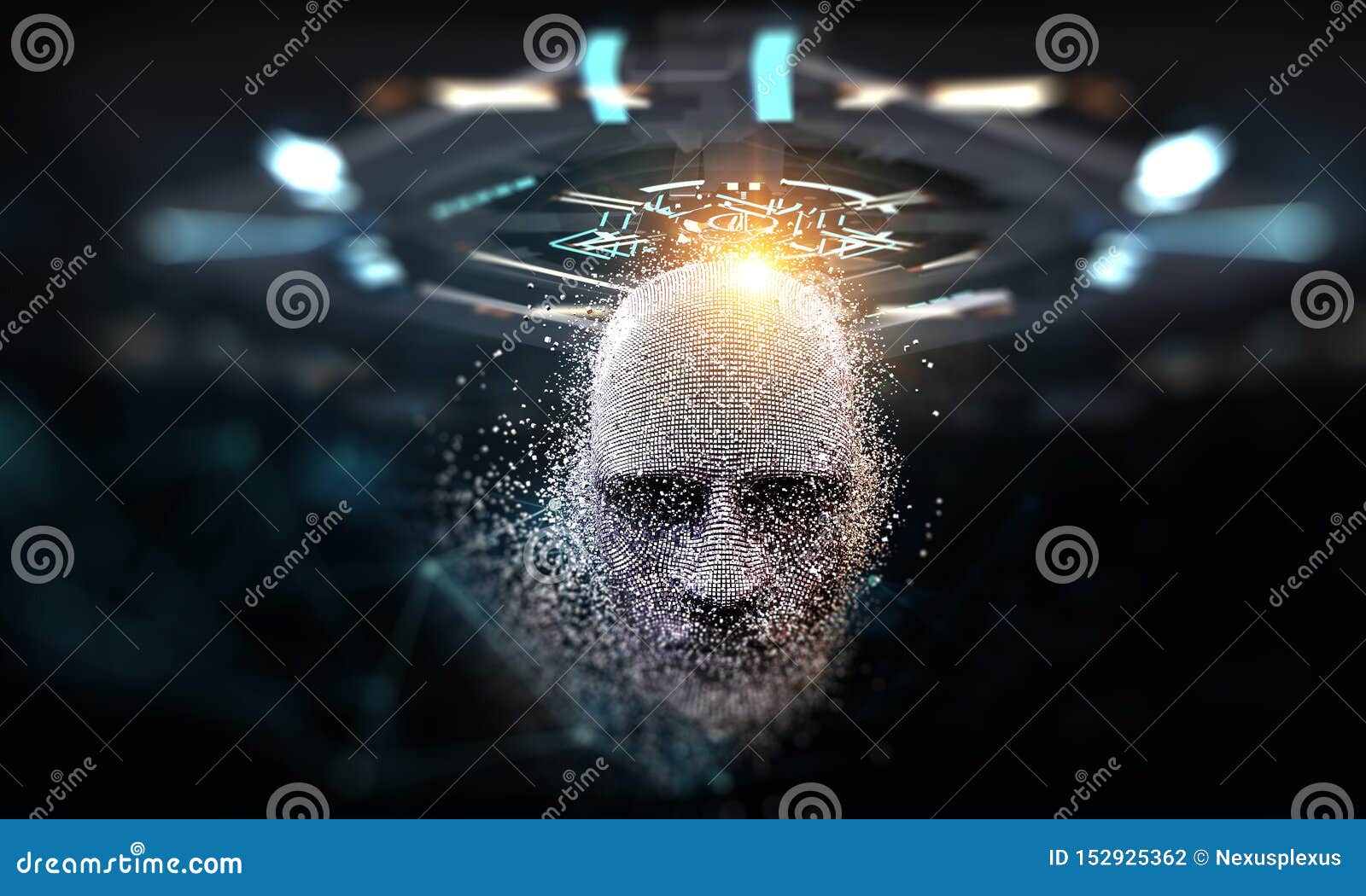 Digital Head, Artificial Intelligence Concept Stock Photo - Image of ...