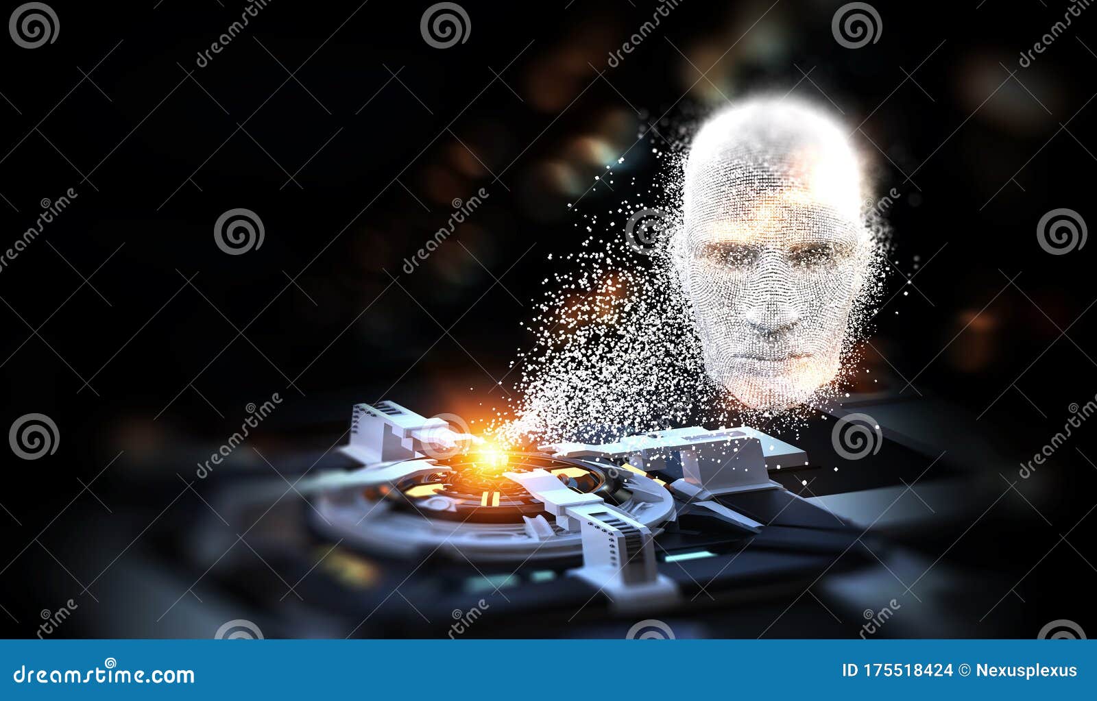 Digital Head, Artificial Intelligence Concept Stock Photo - Image of ...