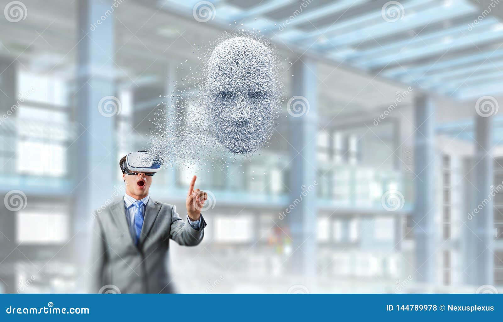 Digital Head, Artificial Intelligence and Virtual Reality. Mixed Media ...