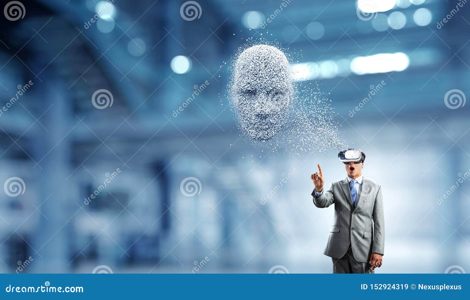 Digital Head, Artificial Intelligence and Virtual Reality. Mixed Media ...