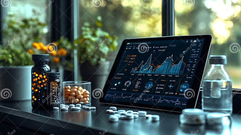 Digital Health Tracker on a Tablet Showcasing Data Analytics in a ...