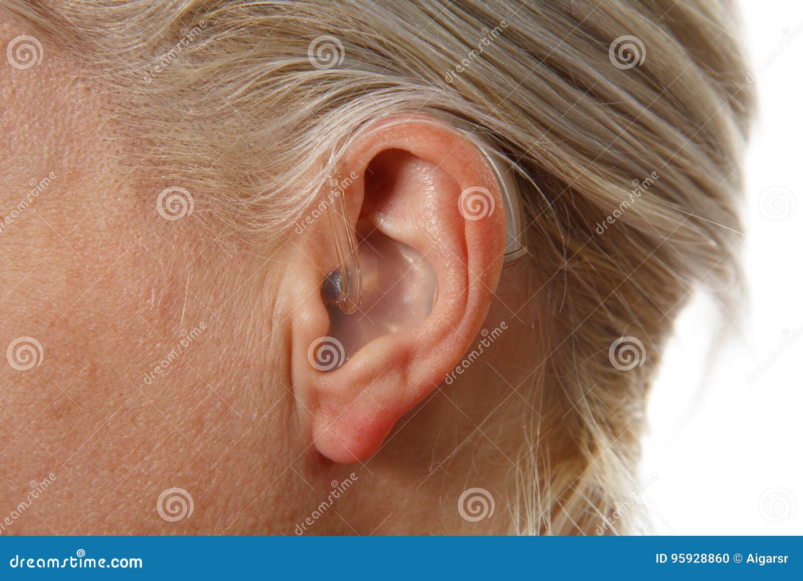 Digital Hearing Aid in Woman`s Ear Stock Photo - Image of digital ...