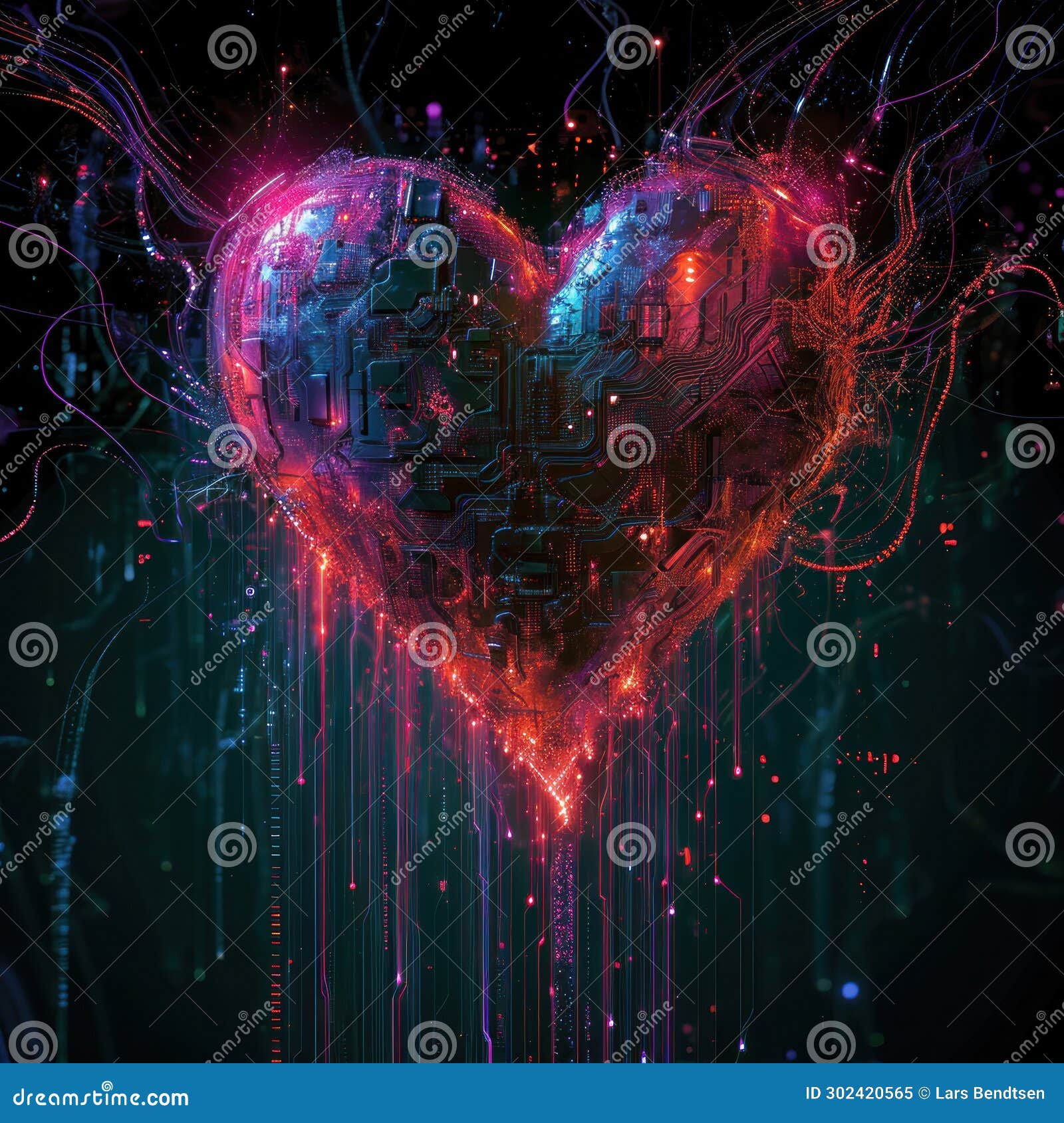 Digital Heart in a Circuit: Modern Love - AI Generated Stock ...