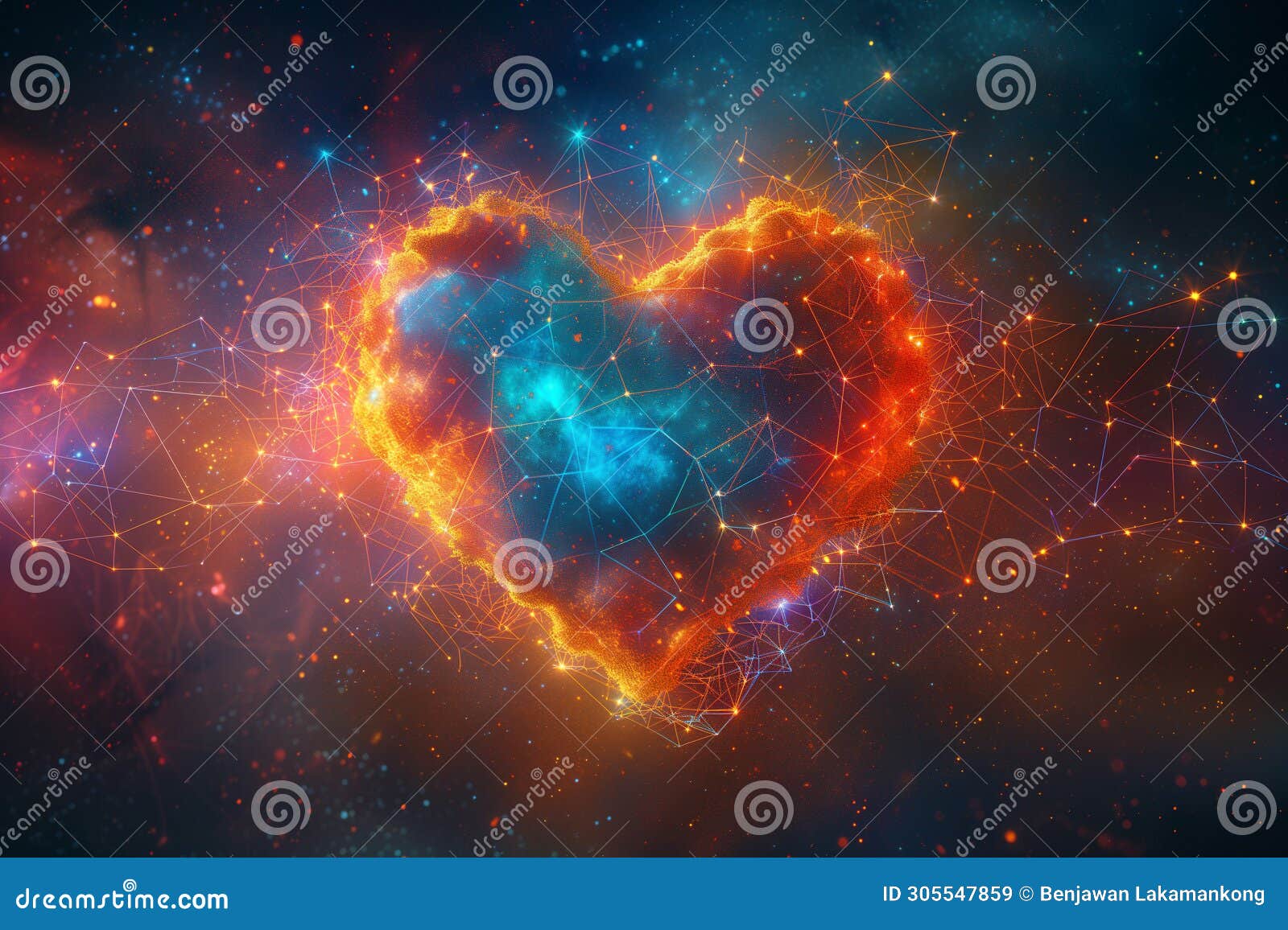 Digital Heart in a Cosmic Network Stock Illustration - Illustration of ...