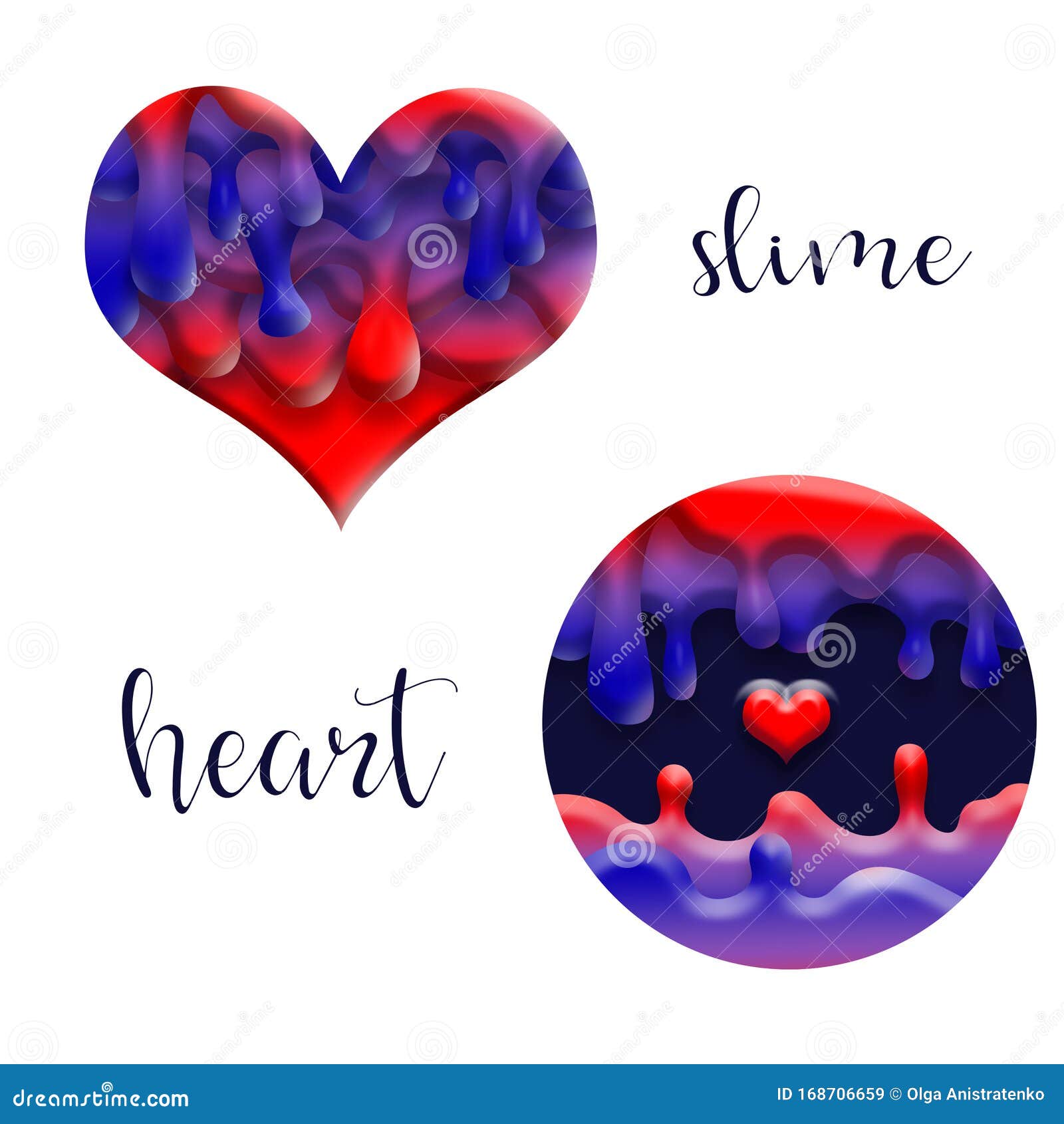 Digital Heart in the Form of a Slime Stock Illustration - Illustration ...