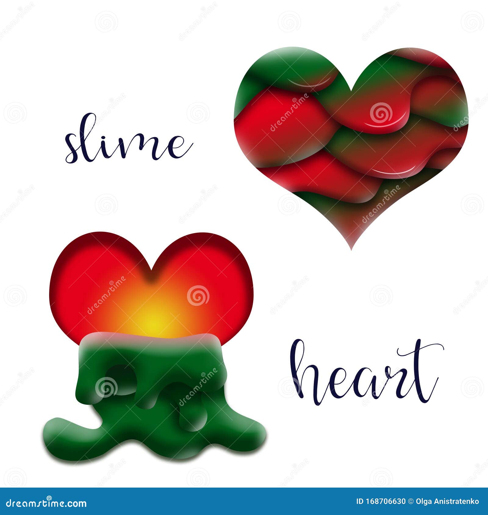 Digital Heart in the Form of a Slime Stock Illustration - Illustration ...
