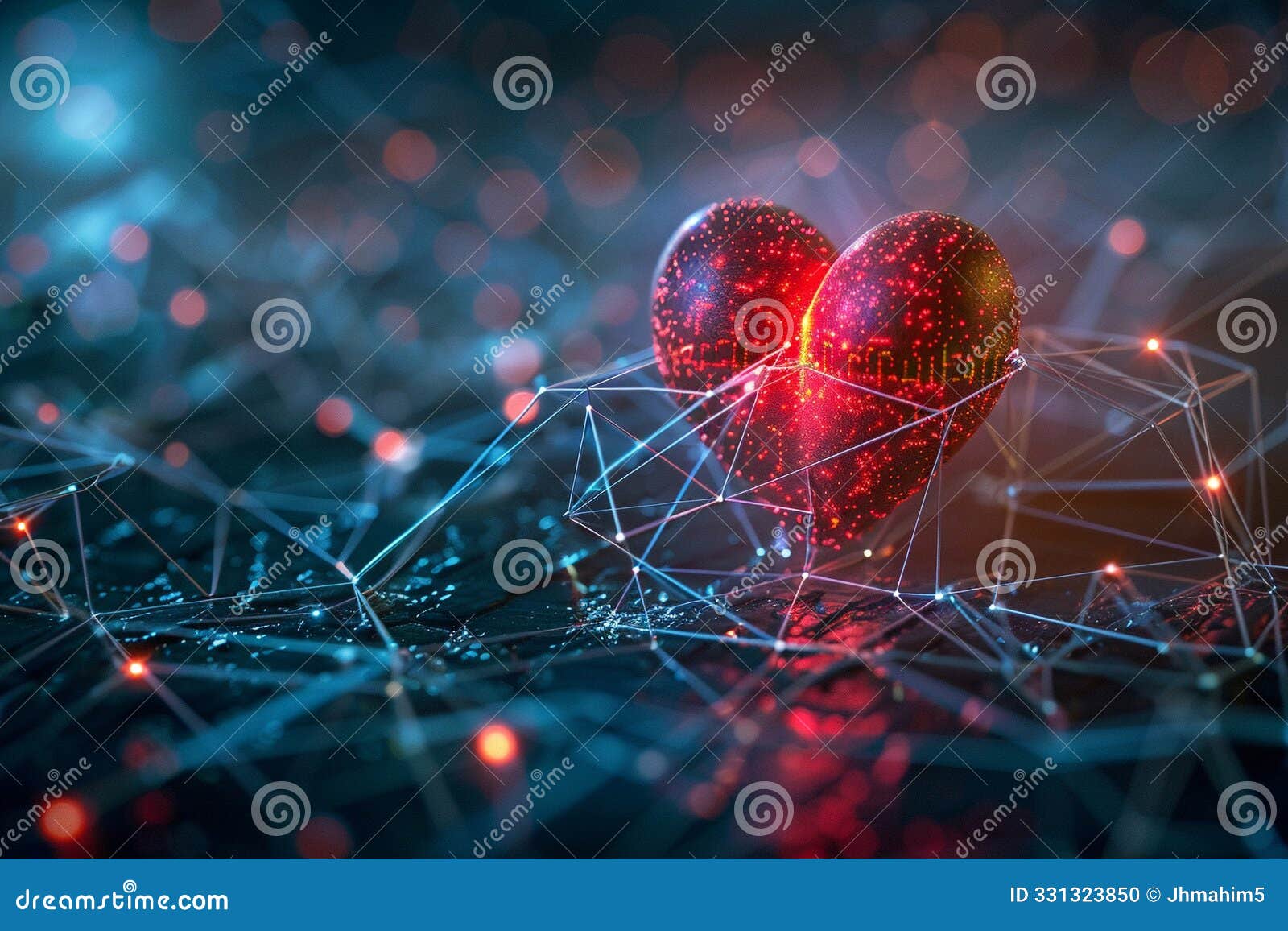 Digital Heart with Network Connections Stock Illustration ...