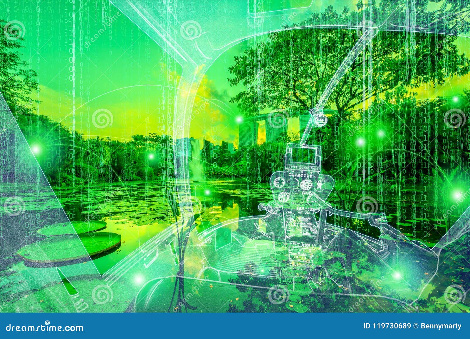 Helicopter on Matrix Virtual Reality Stock Image - Image of mobile ...