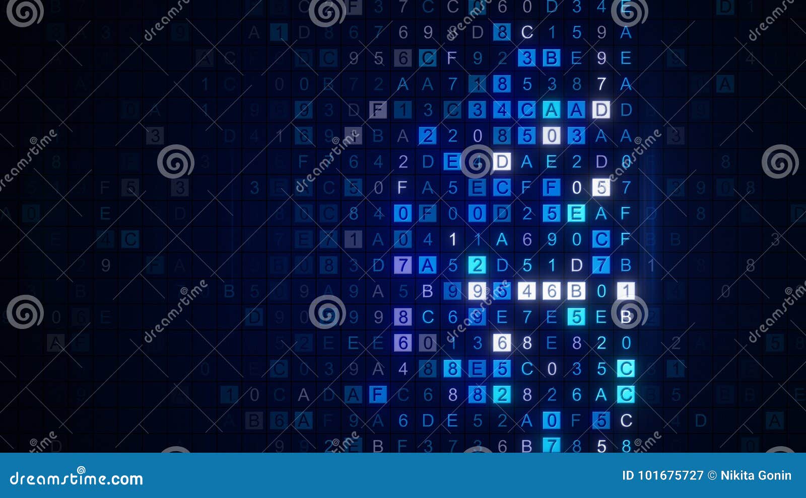 Digital HEX Data Scan Abstract Technology Concept Stock Illustration ...