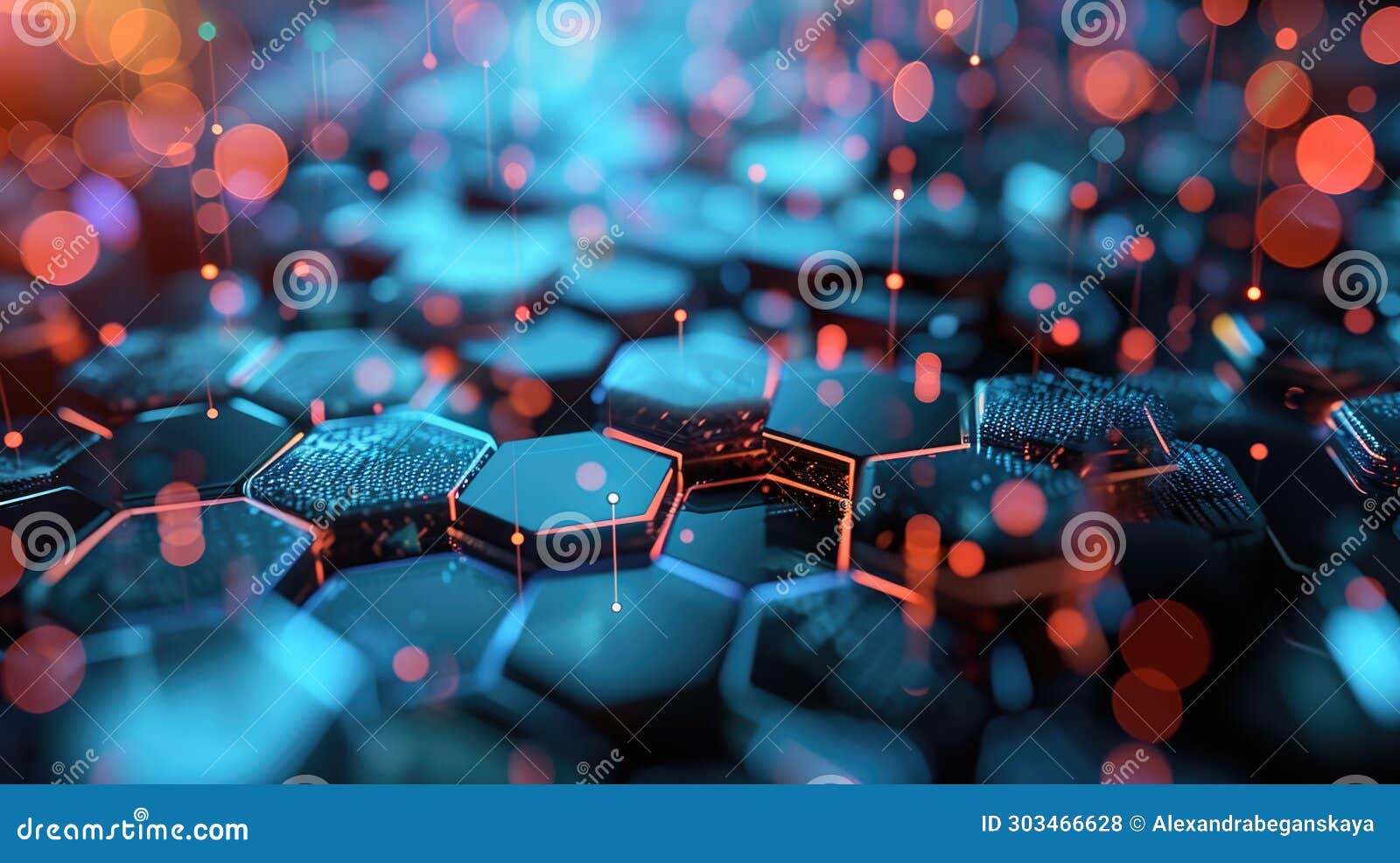 Digital Hexagon Abstract Background View from Above Stock Illustration ...