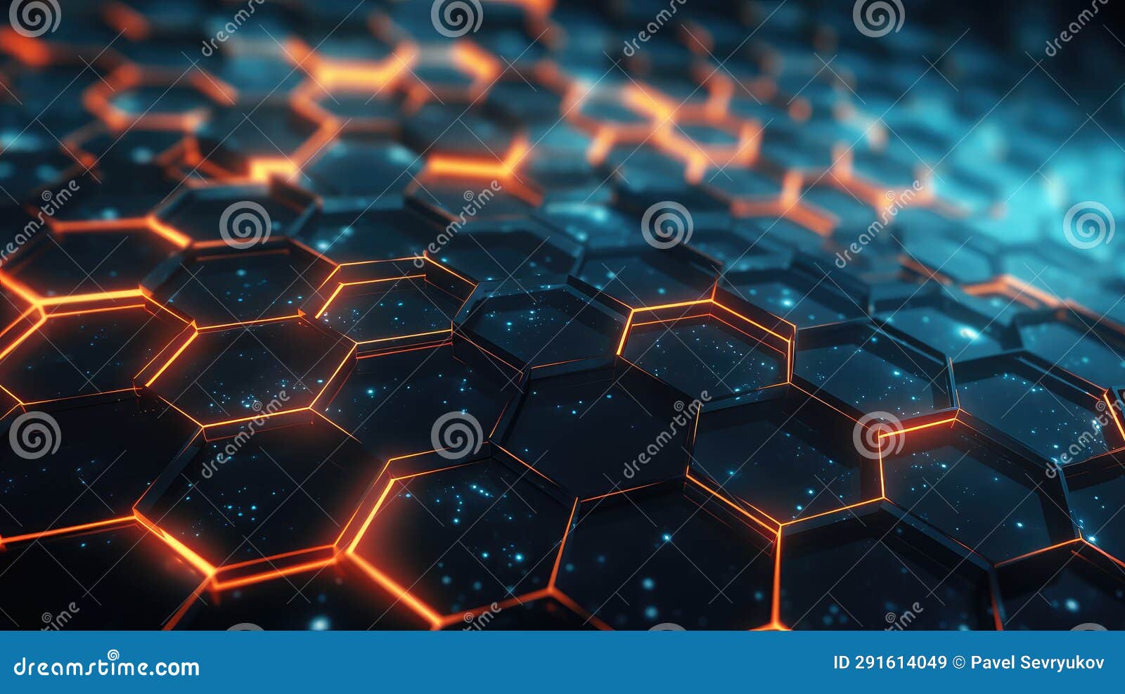 Digital Hexagon Grid Network Stock Illustration - Illustration of ...