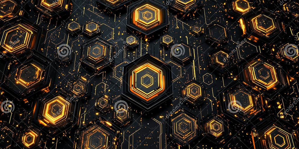 Digital Hexagon Pattern with Glowing Edges a Tech Background Stock ...