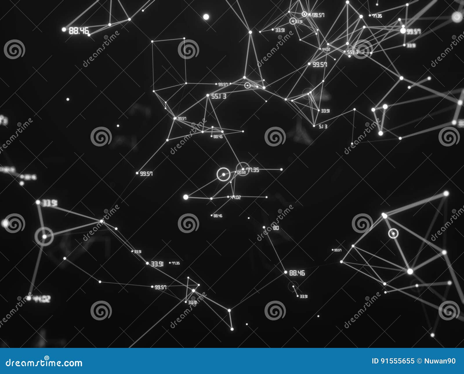 Digital Hi-tech Network Connecting with Line Abstract Background, Black ...