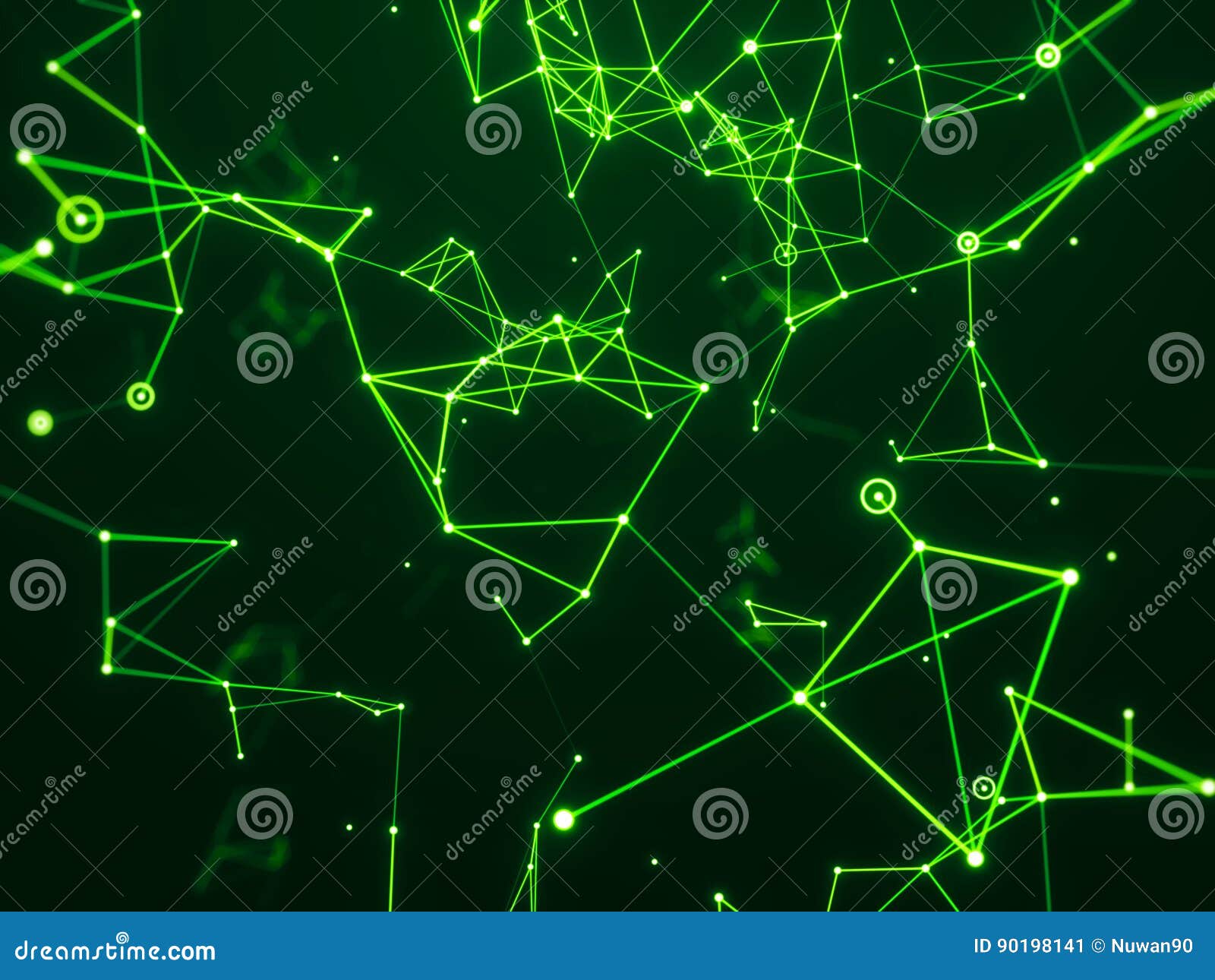 Digital Hi-tech Network Connecting with Line Abstract Background, Green ...