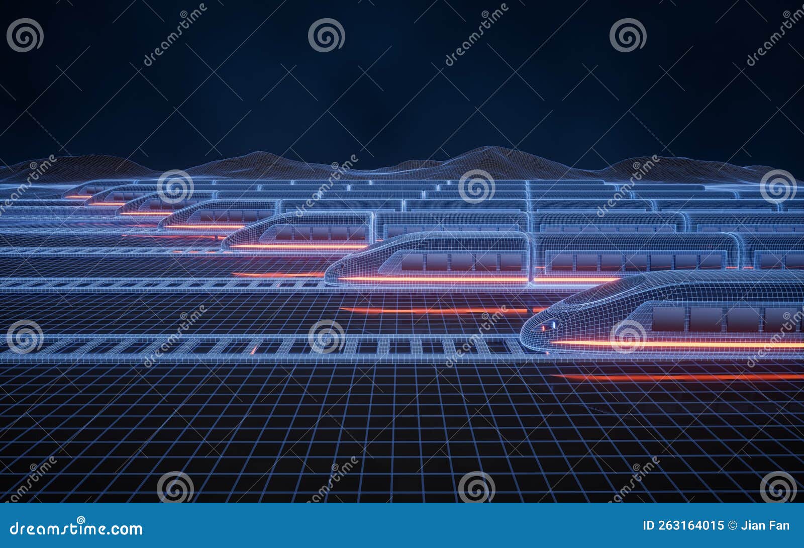 Digital High Speed Railway Bullet Train, 3d Rendering Stock ...