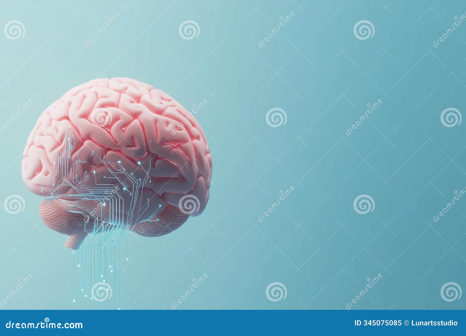 Digital High Tech Brain. Digital Artificial Intelligence Illustration ...