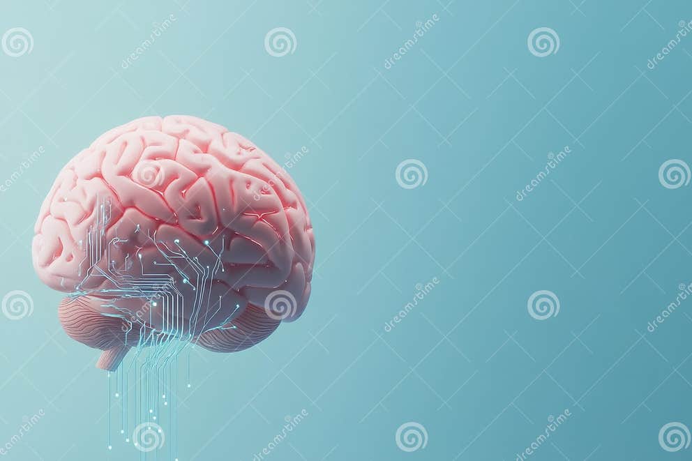 Digital High Tech Brain. Digital Artificial Intelligence Illustration ...