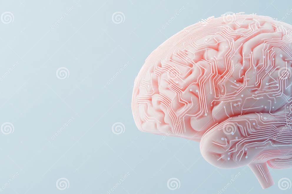 Digital High Tech Brain. Digital Artificial Intelligence Illustration ...