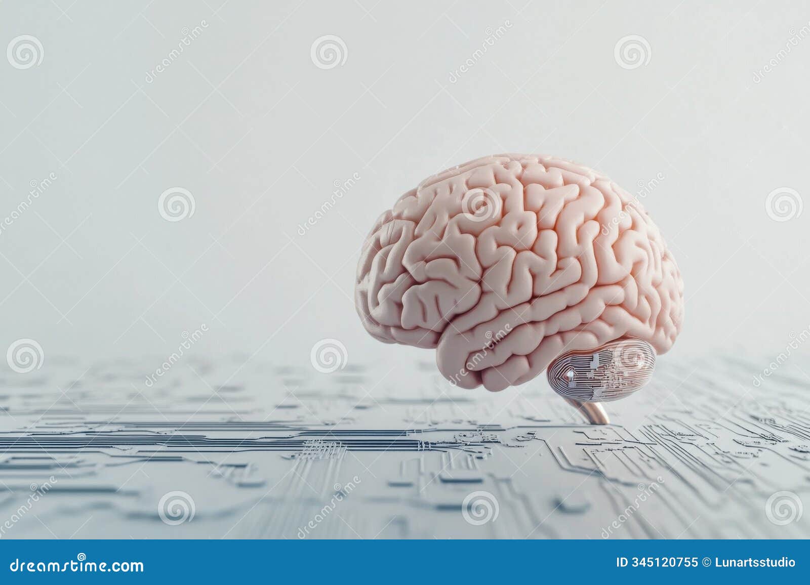 Digital High Tech Brain. Digital Artificial Intelligence Illustration ...