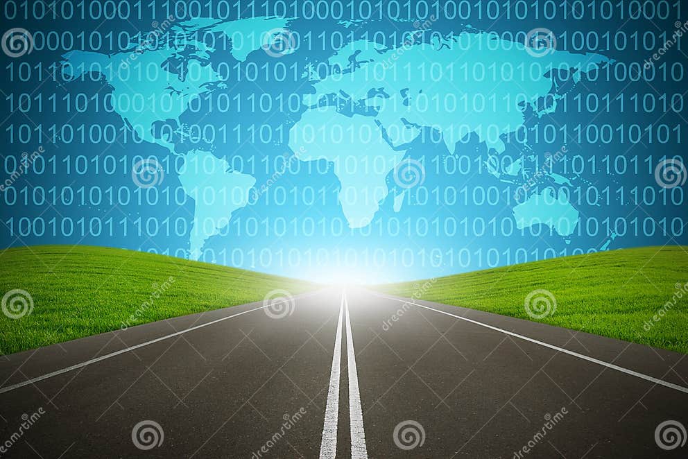 Digital Highway Binary Code Computer Network Internet Concept Stock ...