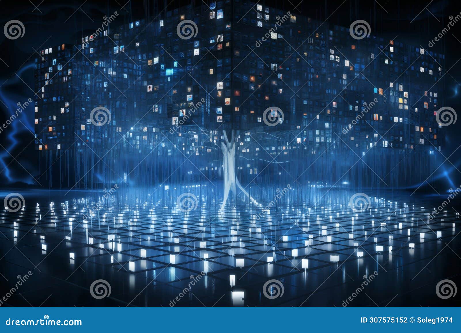 Digital Holographic Cyber Tree with Backlight and Icons As a Library of ...