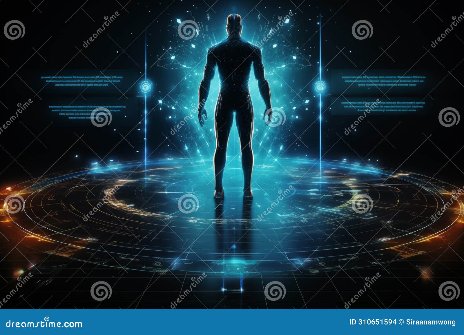 Digital Holographic Human Anatomy Scan Displayed on Futuristic ...