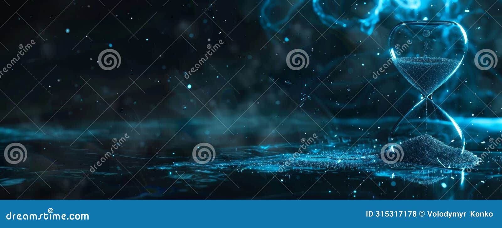 Digital Hourglass with Glowing Particles Stock Photo - Image of ...