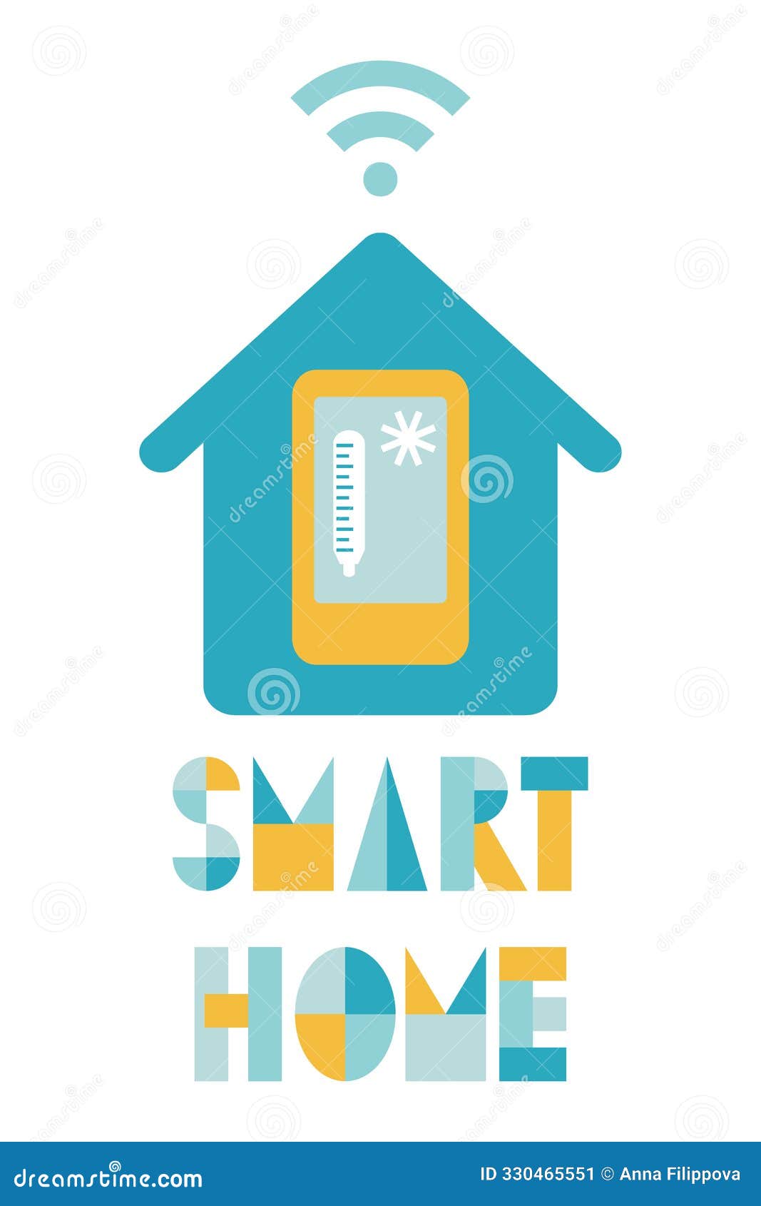 Digital House Climate Control System Concept. Smart Home with ...