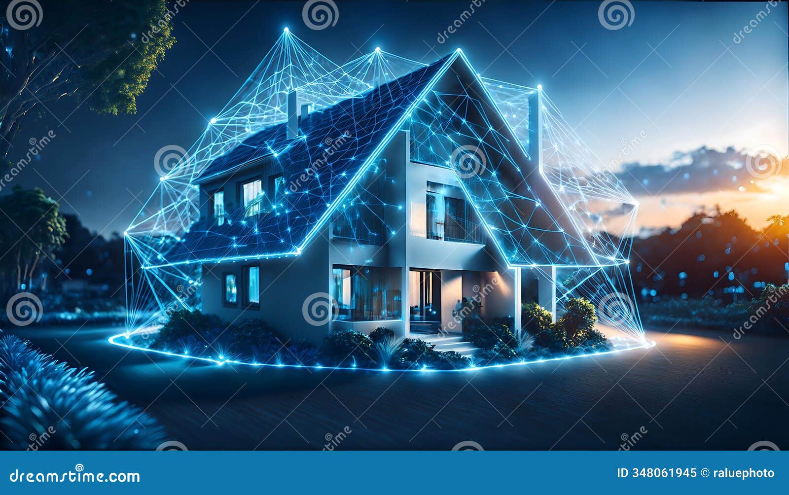 Digital House Symbol and Network Connection Technologies, Internet of ...