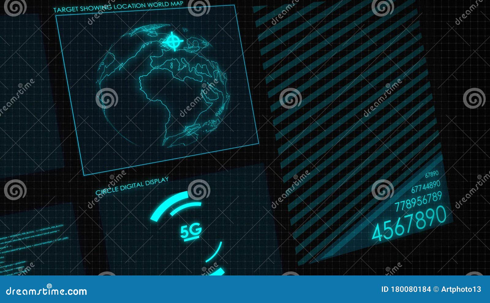 Digital HUD Graphic of Screen 2D. Futuristic User Interface Glow GUI ...