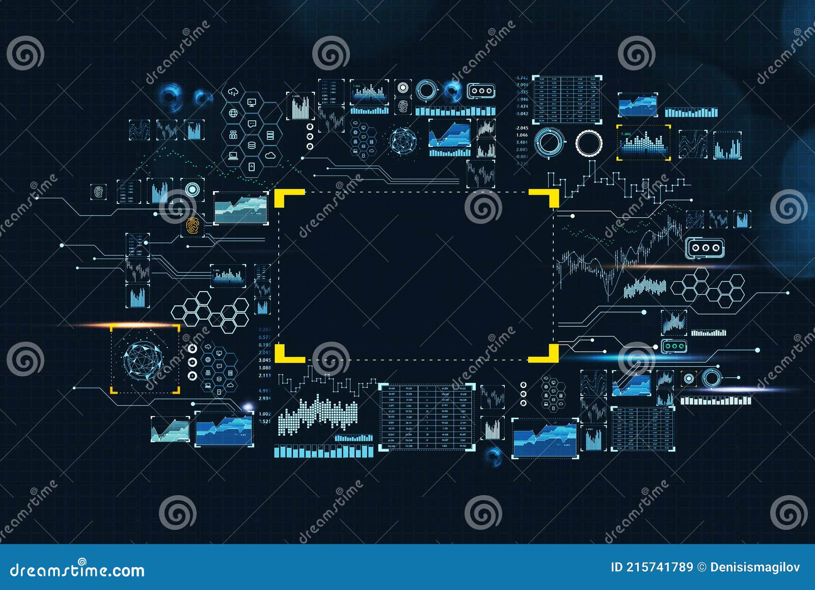 Digital Hud with Network Icons and Stock Market Changes Stock ...