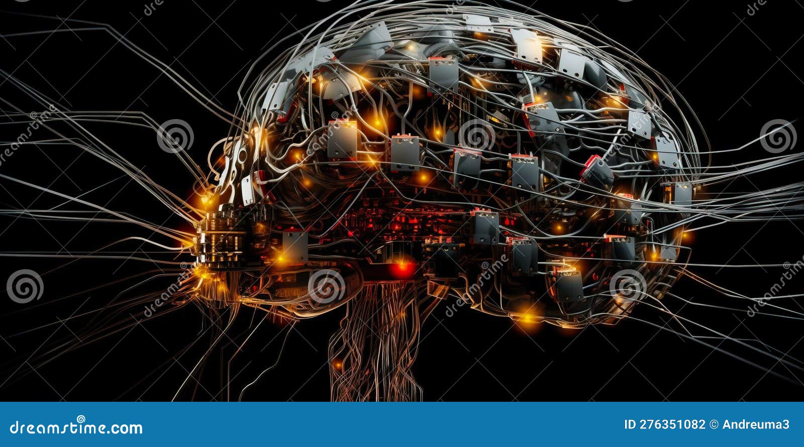 Digital Human Brain with Digital Connection Stock Illustration ...