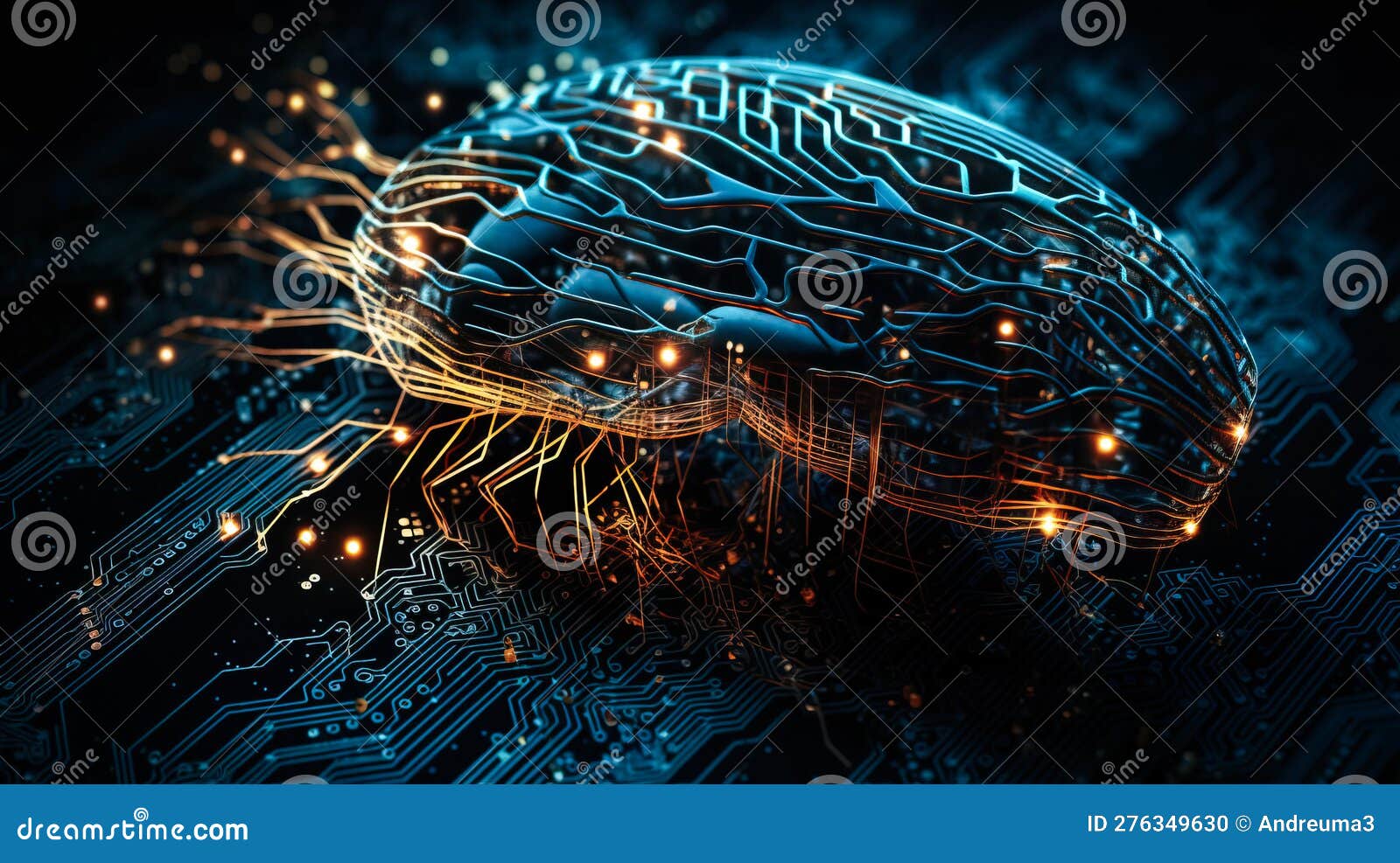 Digital Human Brain with Digital Connection Stock Illustration ...