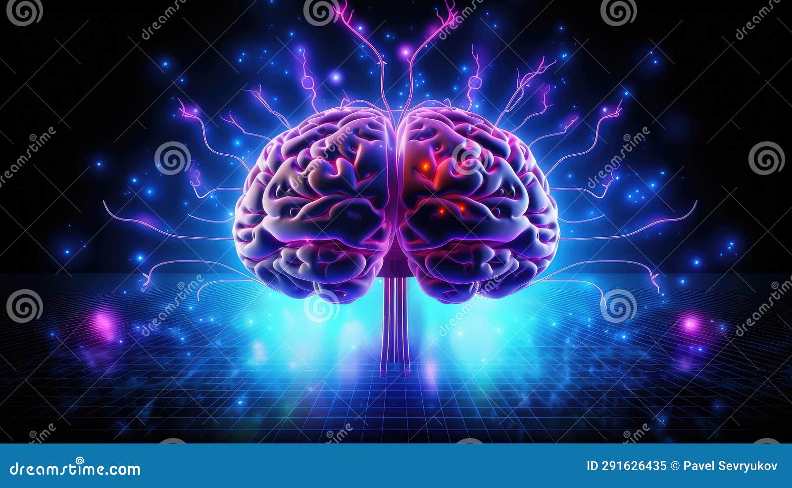 Digital Human Brain Electronic Stock Illustration - Illustration of ...