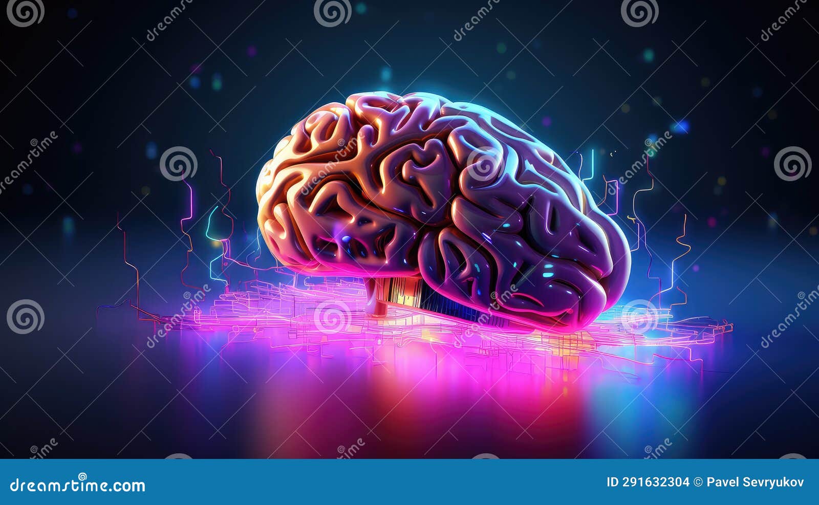 Digital Human Brain Electronic Stock Illustration - Illustration of ...