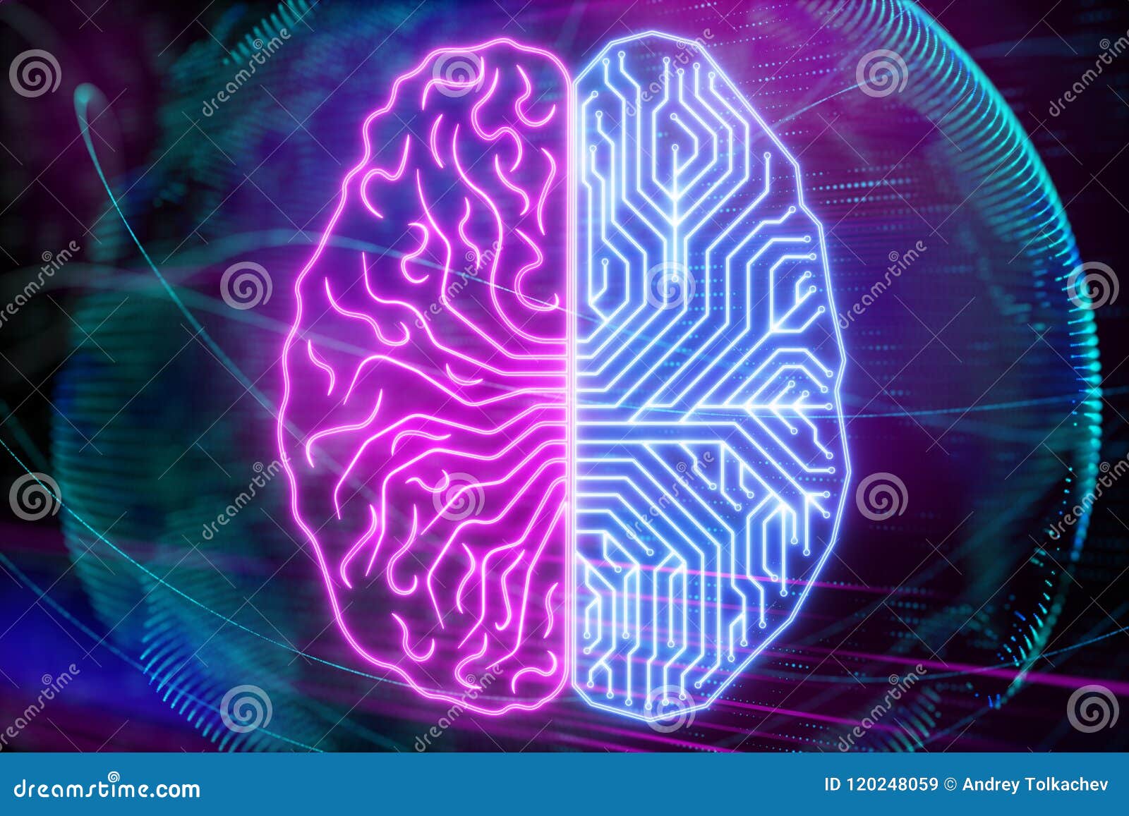 Digital human brain stock illustration. Illustration of financial ...