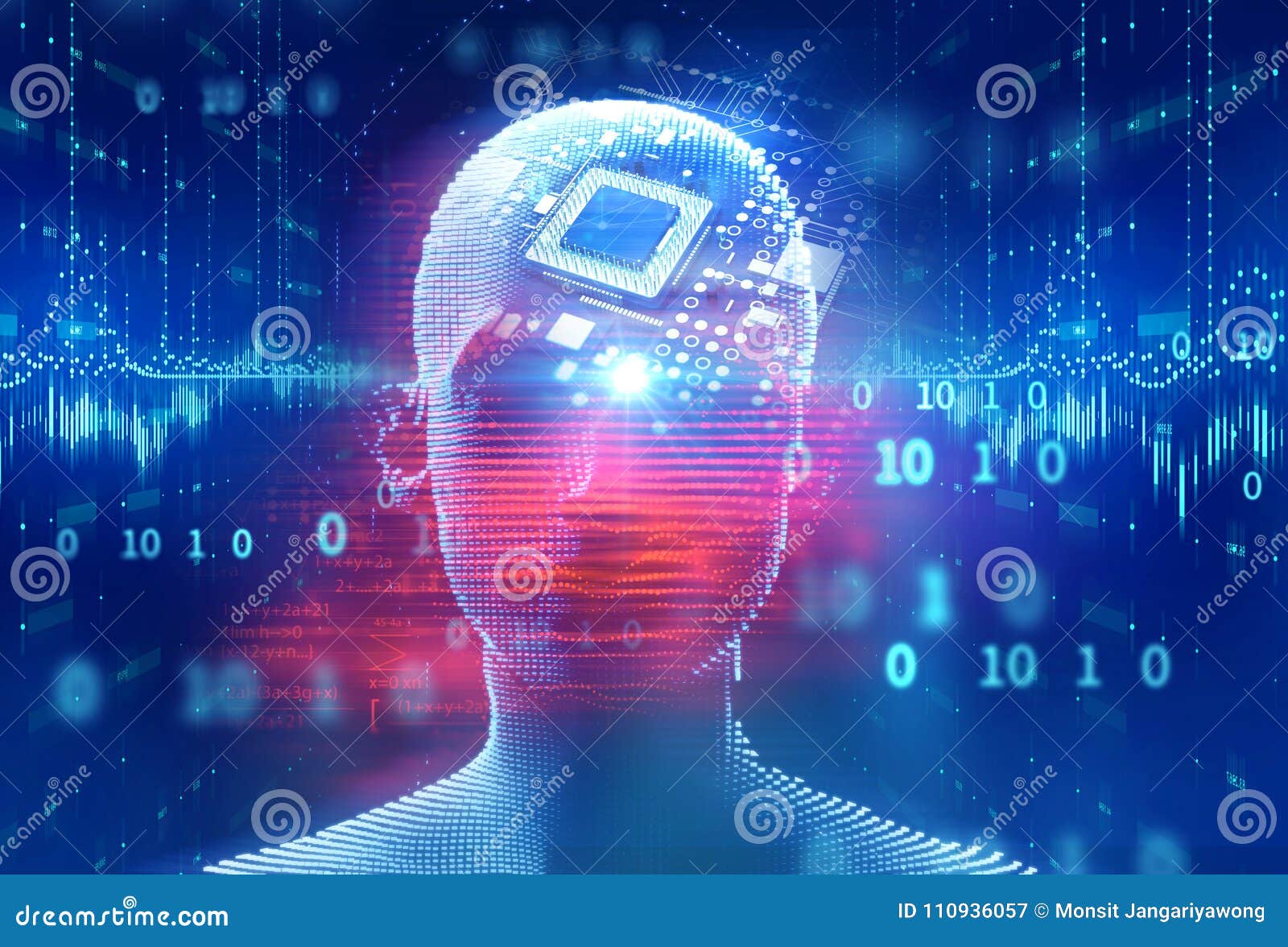 Digital Human and Computer Cpu 3d Illustration Stock Illustration ...