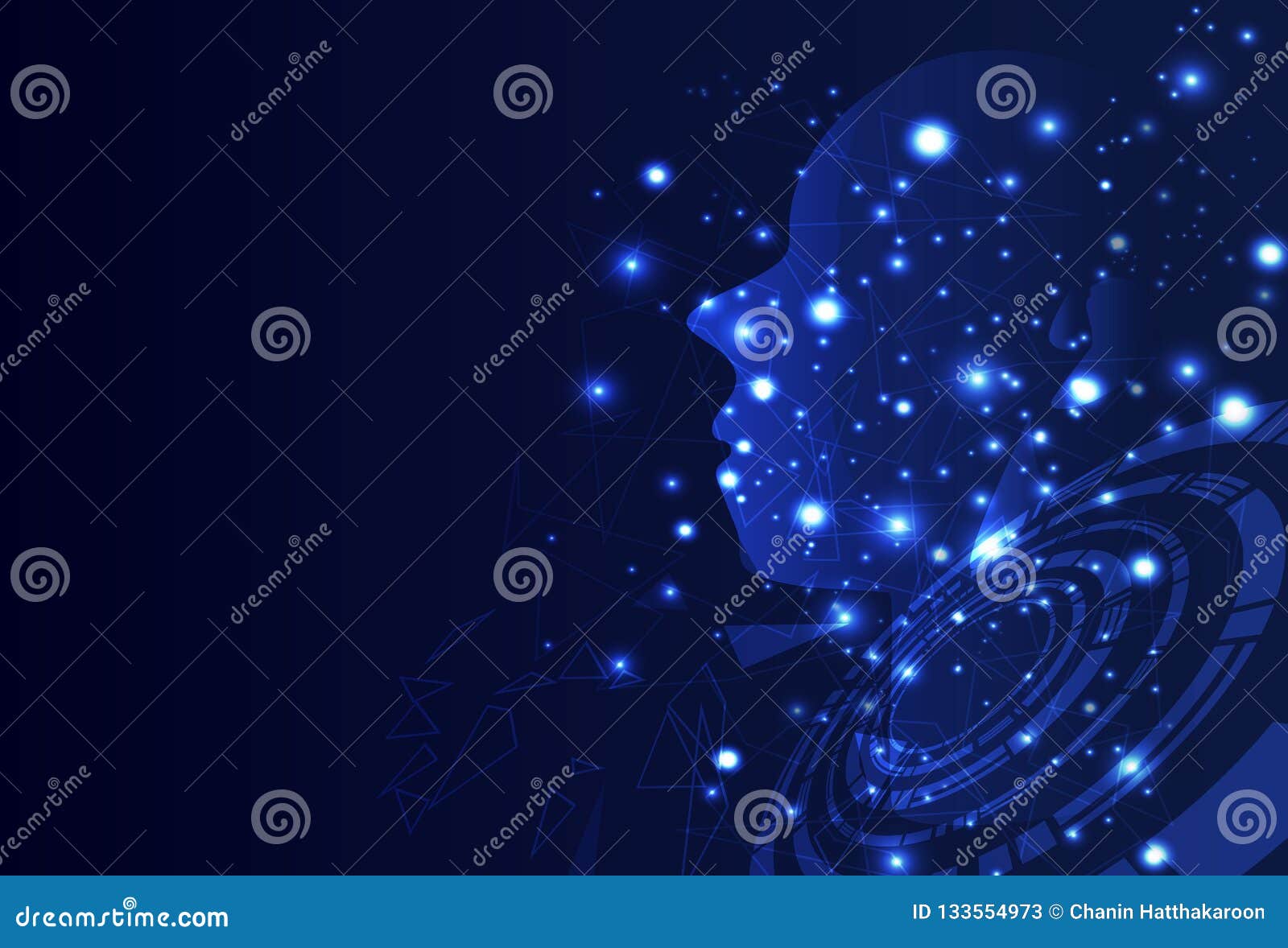 Digital Human Creativity, Artificial Intelligence Triangle Parti Stock Vector - Illustration of ...