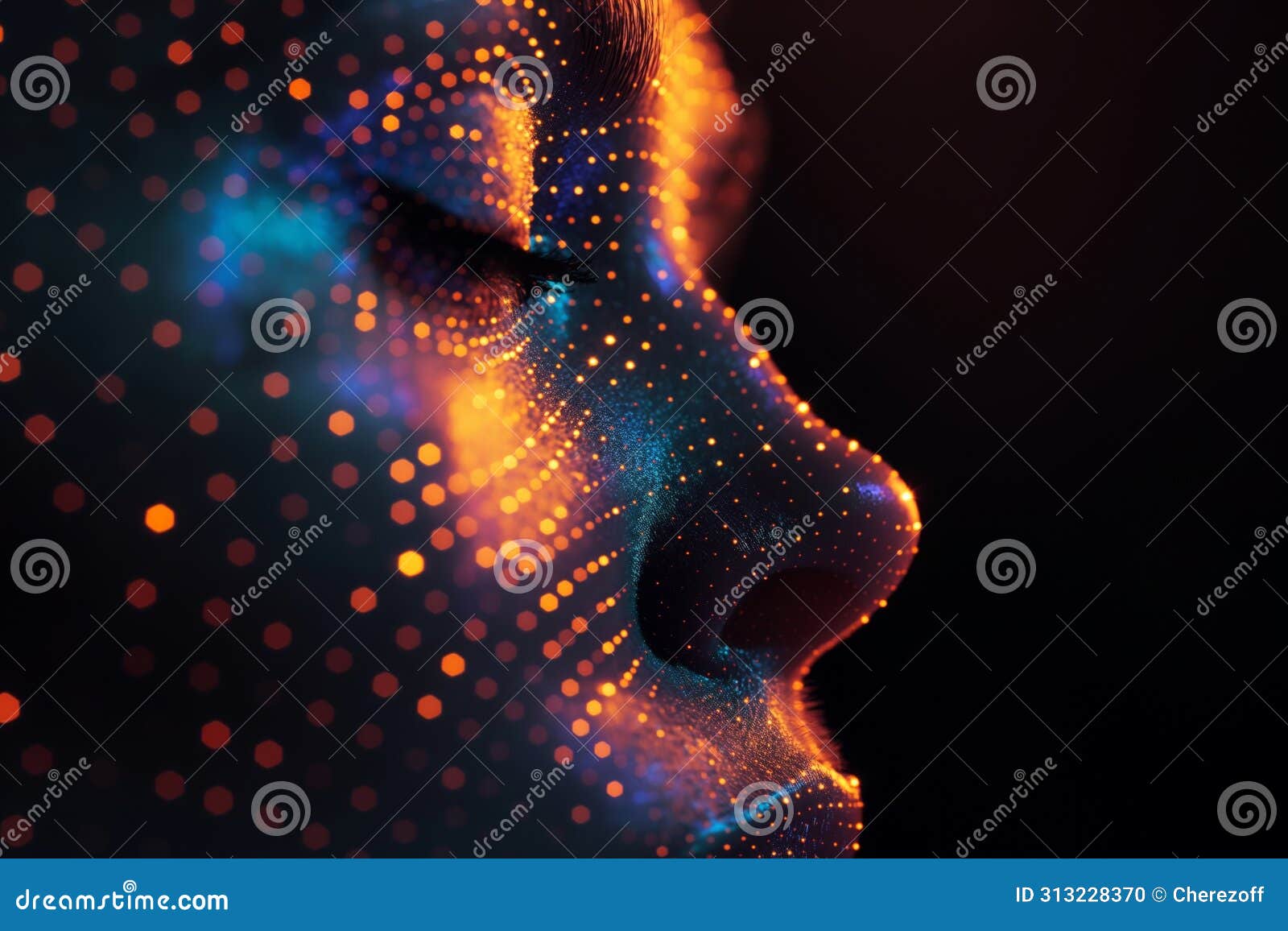 Digital Human Face Concept stock photo. Image of profile - 313228370