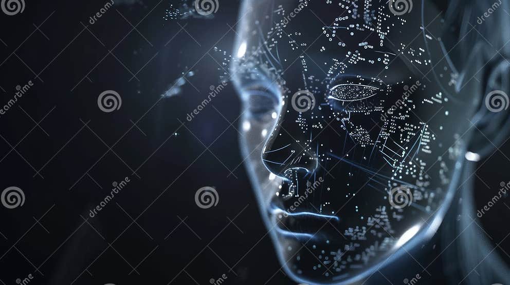 Digital Human Face Concept with Circuit Patterns Stock Photo - Image of ...