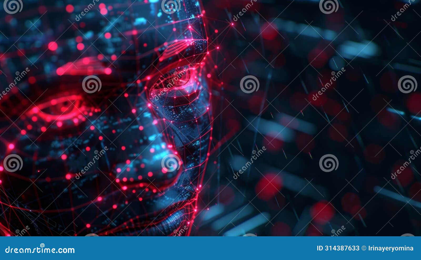 Digital Human Face Profile with Network Connections Stock Illustration ...