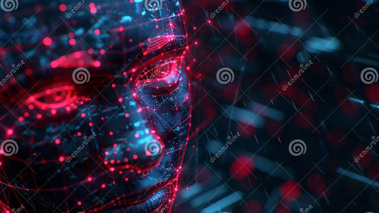 Digital Human Face Profile with Network Connections Stock Illustration ...