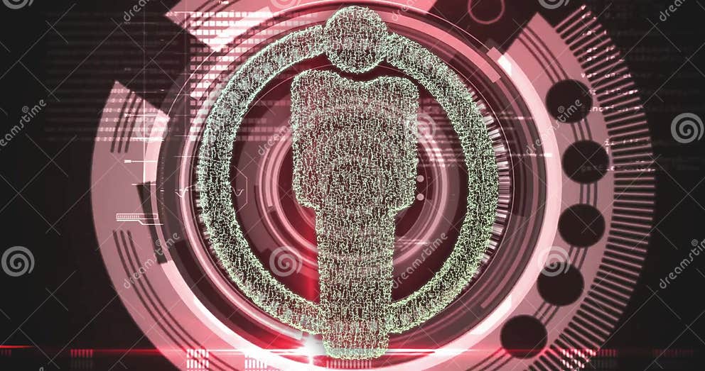 Digital Human Figure and Data Processing Image Over Red Technological Background Stock Image ...