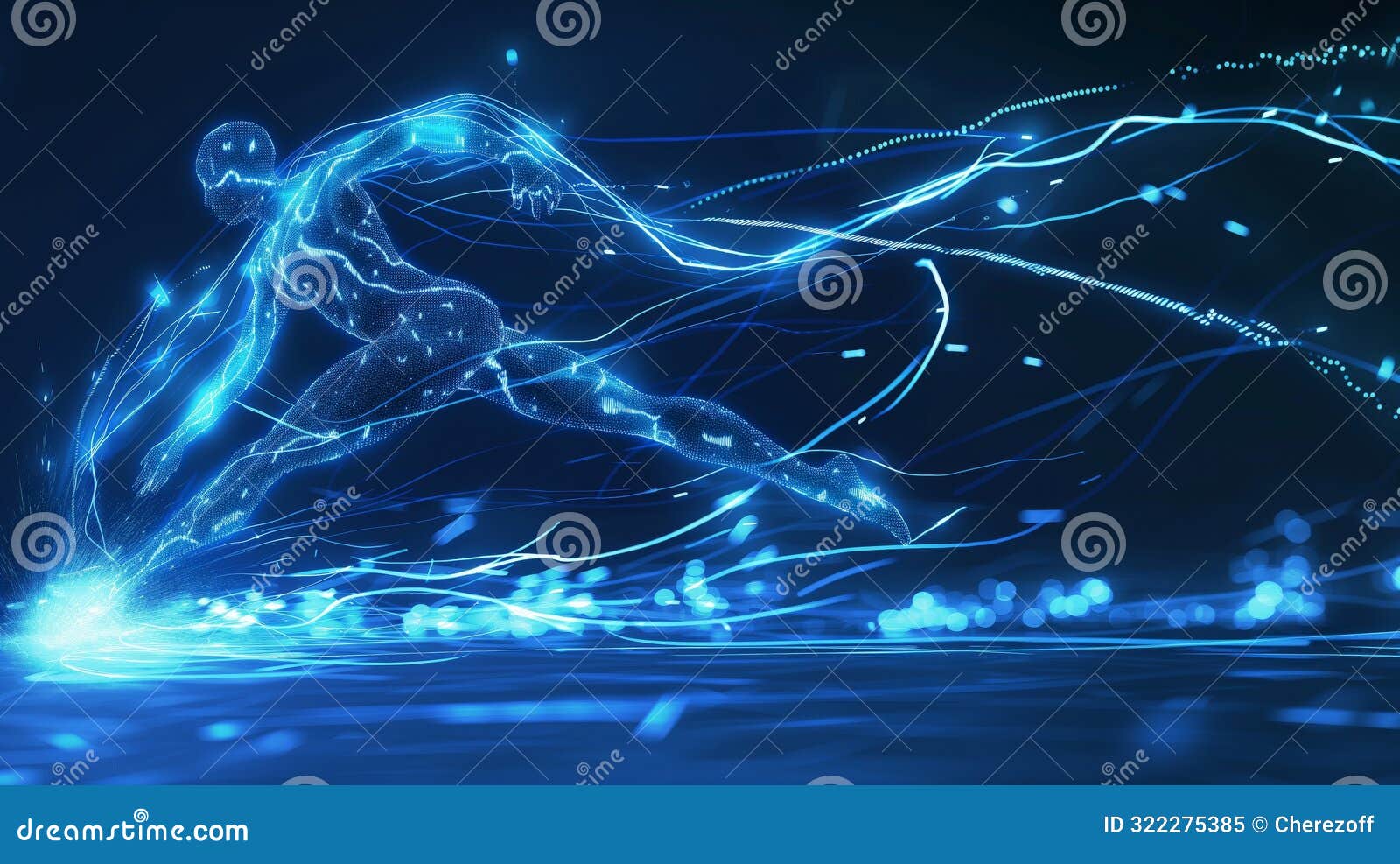 Digital Human Figure in Motion Stock Image - Image of virtual, dynamic ...