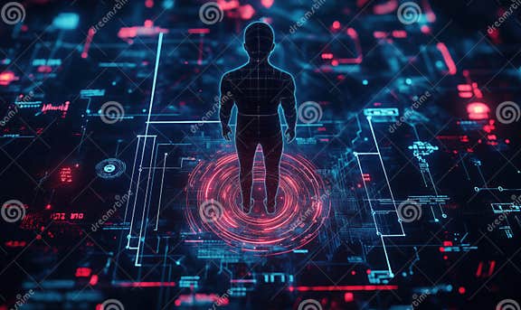 Digital Human Figure Surrounded by Futuristic Technology and Data ...