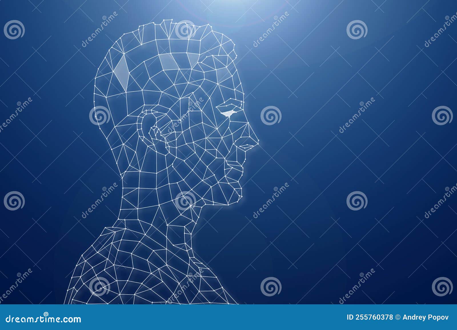 Digital Human Head on Blue Background Stock Photo - Image of technology ...