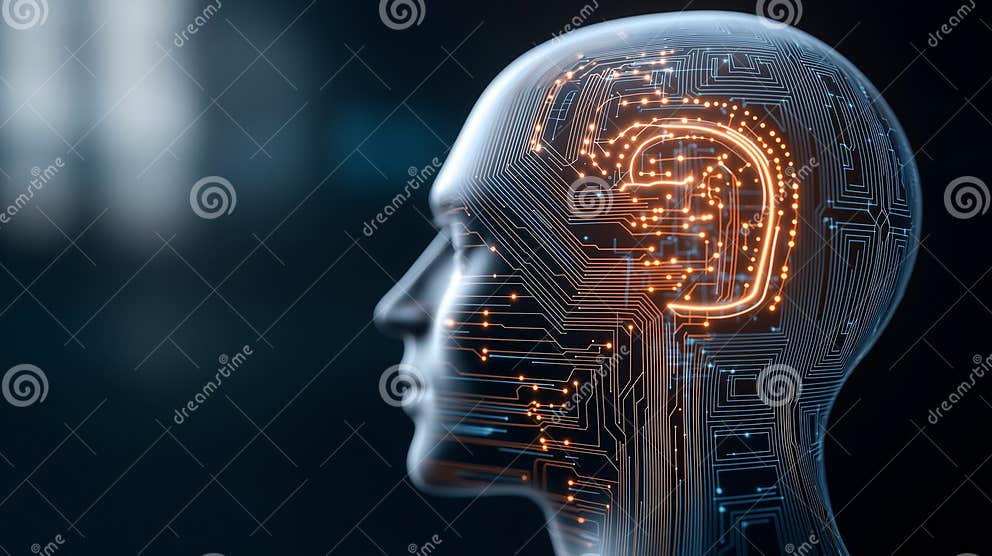 Digital Human Head with Circuit Patterns Symbolizes Artificial ...