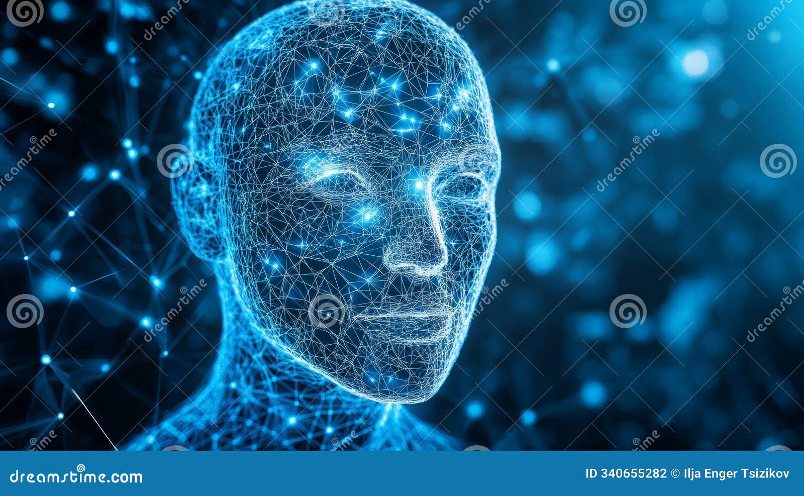 Digital Human Head, Technology Background Abstract Design with Lines ...