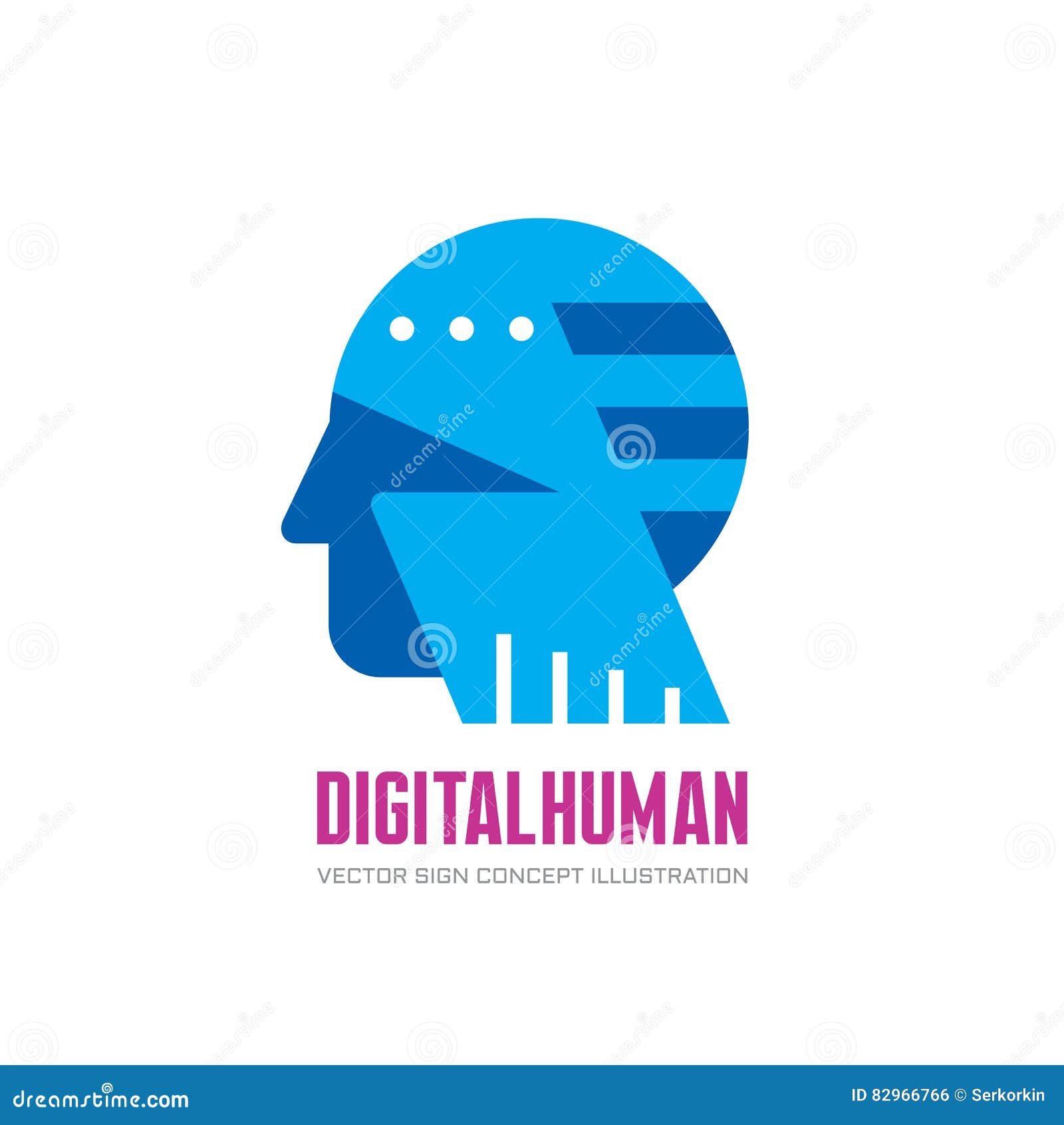 Digital Human Head Vector Logo Concept Illustration. Creative Idea Sign ...